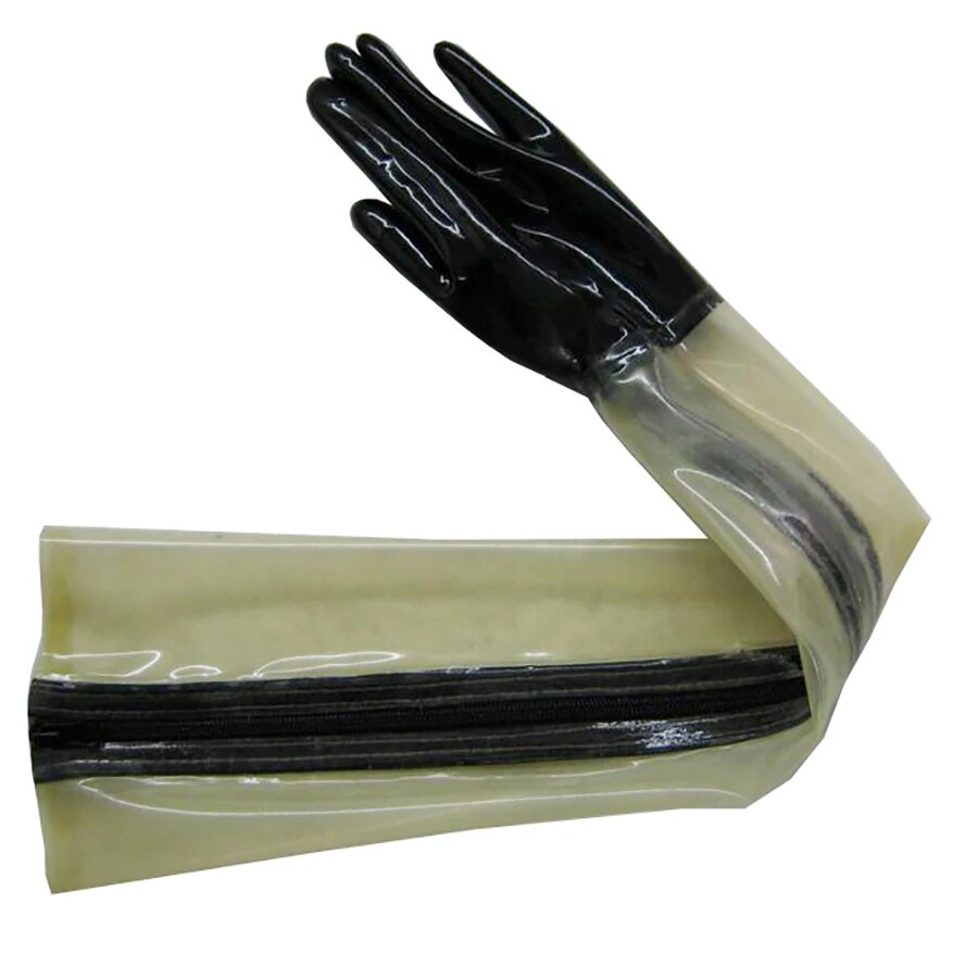 Латексные перчатки Zlatameer черные и прозрачные М, black and clear