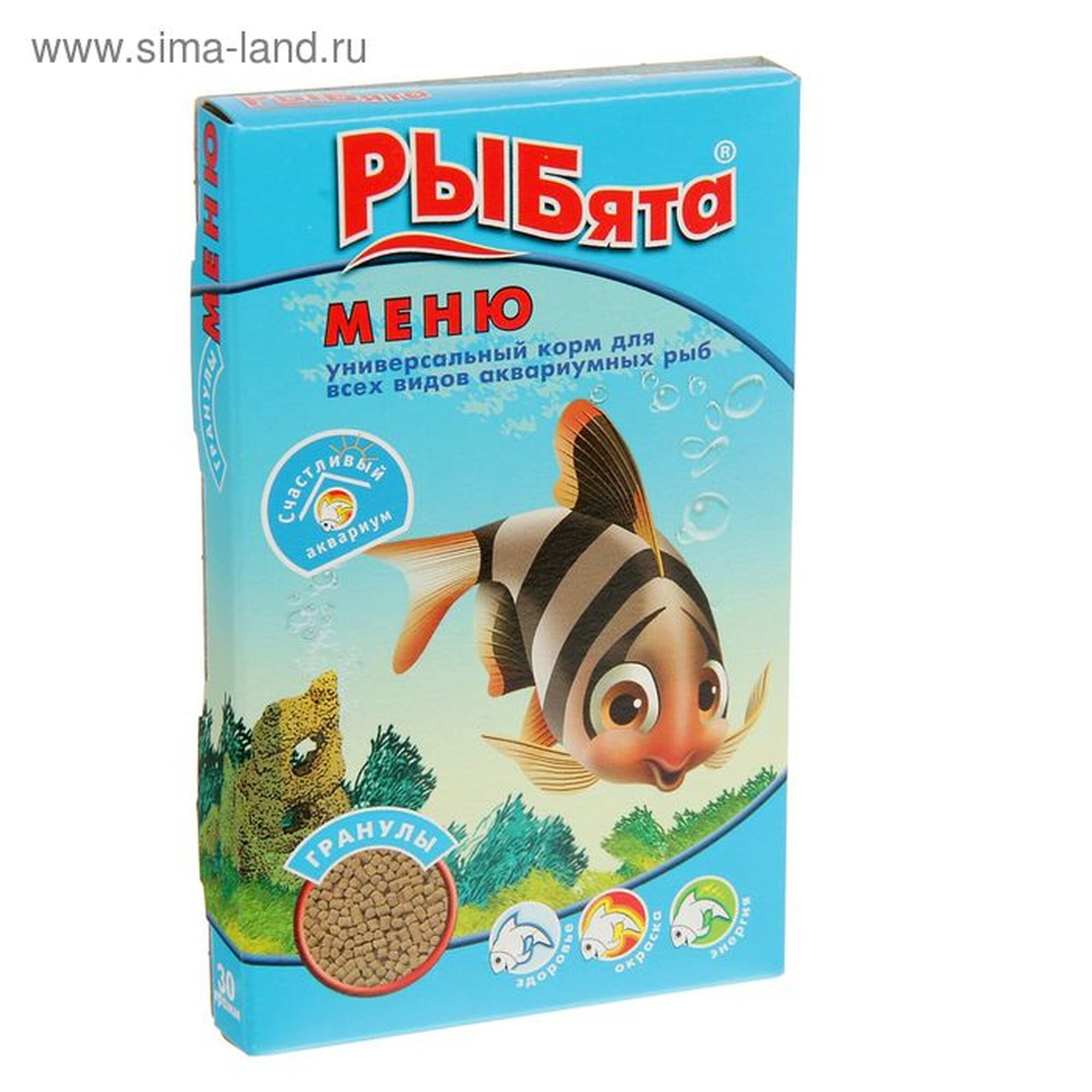 Корм универсальный "РЫБята меню" (+ сюрприз) для рыб, коробка, гранулы, 30 г