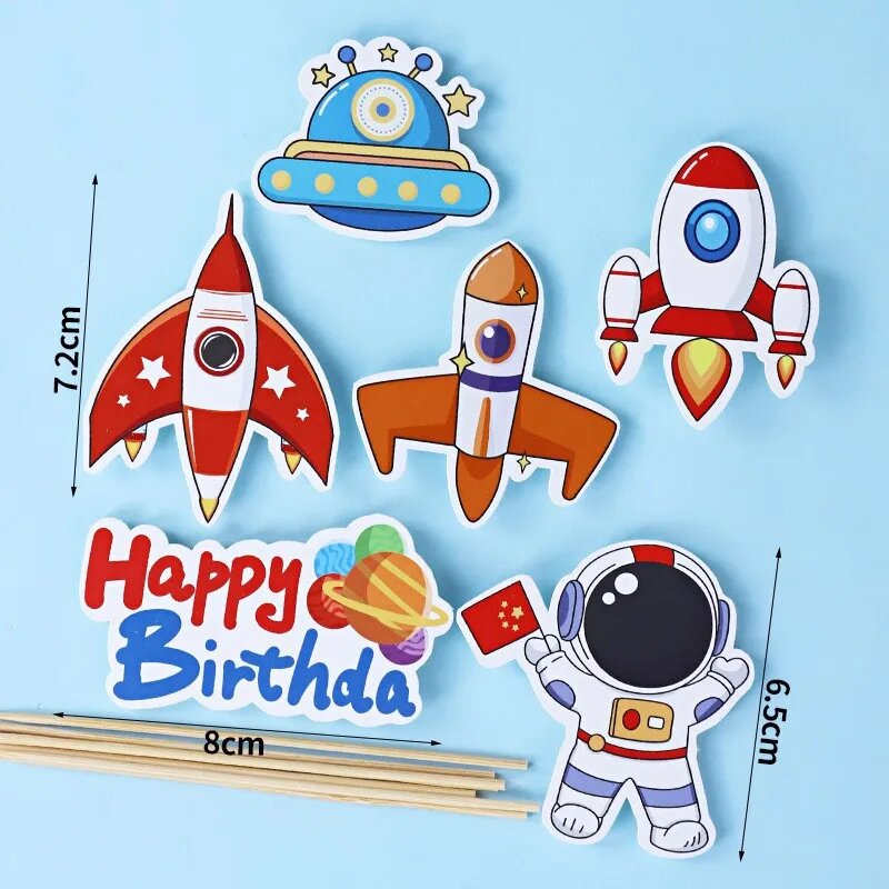 Топпер для торта с астронавтом на день рождения, самолет, звезда, ракета, свадьба, дети, девочка, мальчик, искусственный торт, сделай сам, выпечка, кекс, топперы, украшение