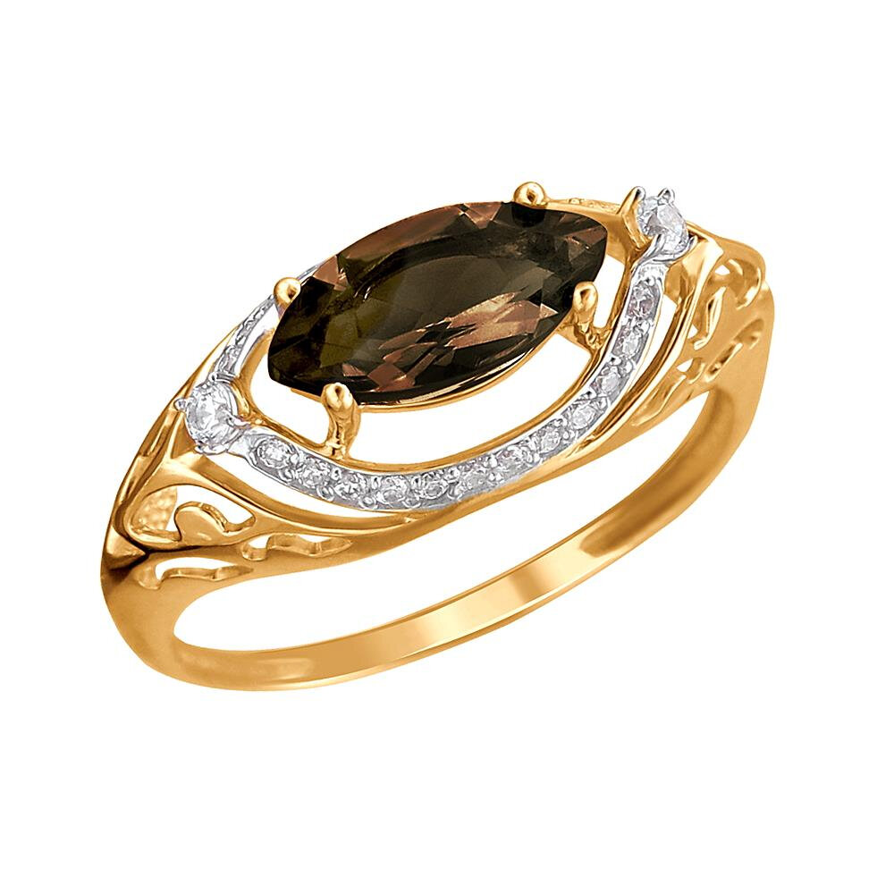 Кольцо, серебро, 925 проба, гранат, фианит