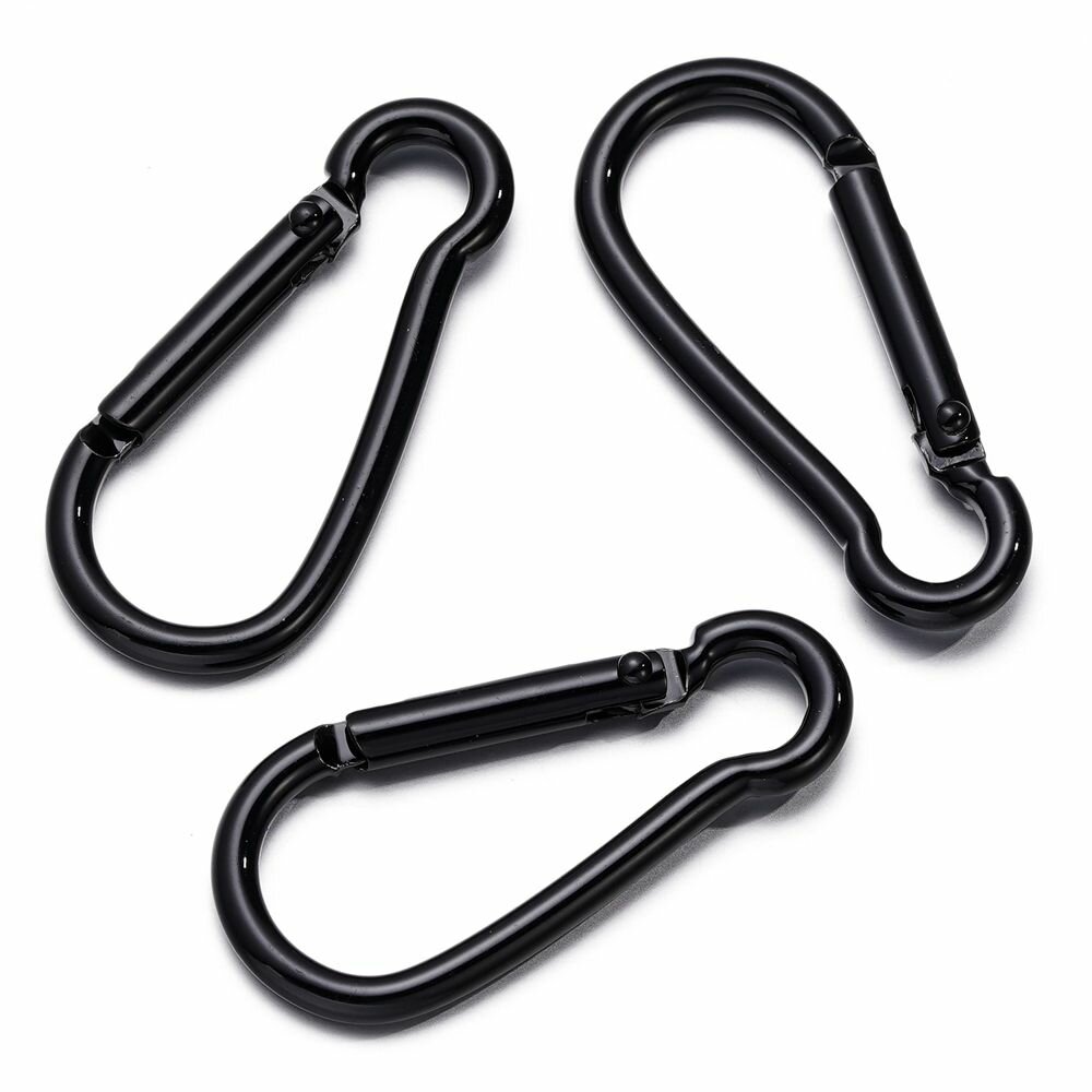 Карабин застежка для сумок и ремней, 48,5х22,5 мм, 5 шт, прочный алюминиевый карабин крючок, черные карабины для ключей, брелков, походных аксессуаров