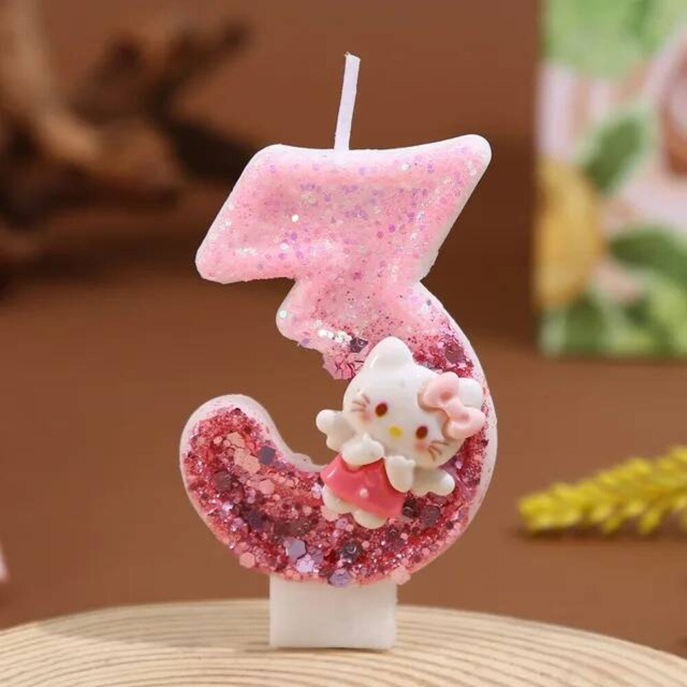 Цифровые свечи Sanrio Hello Kitty 0-9, украшение для торта в стиле аниме, аксессуары для украшения кексов и торта, подарок.