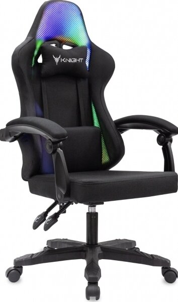 Кресло игровое Knight Wolf RGB черный, крестов. пластик