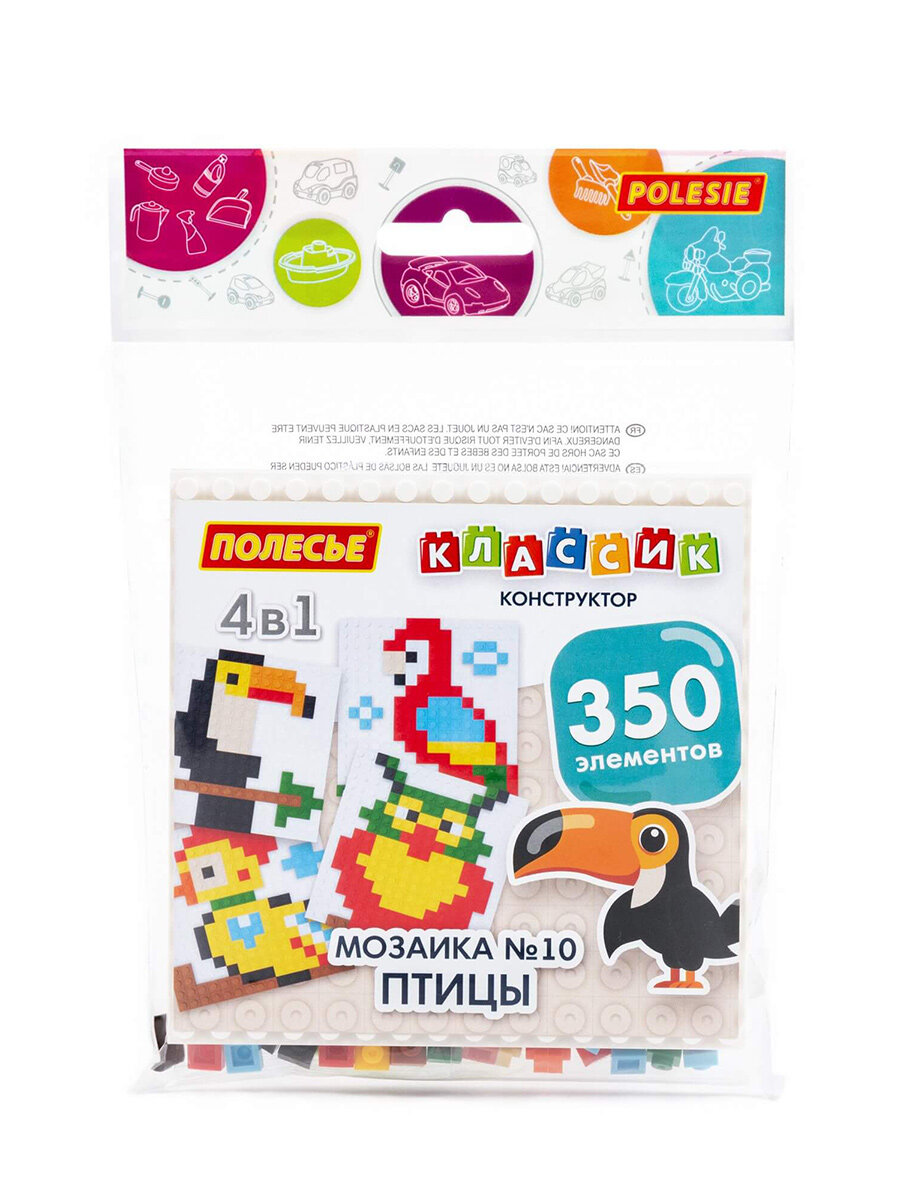 Полесье Конструктор Классик Мозаика №10 птицы 350 элементов 67521 с 3 лет