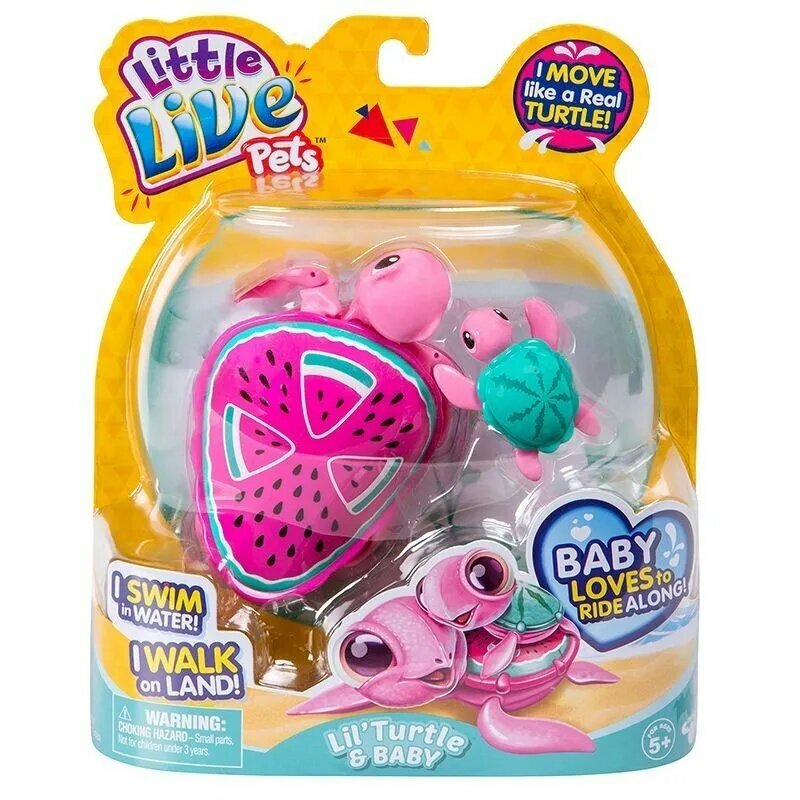 Эксклюзивный детский компаньон для плавания Little Live Pets Lil Turtle Baby Tank, наделенный реалистичными способностями к передвижению по суше и воде