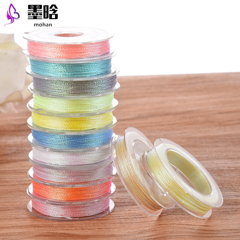 150D Светящаяся нить для вышивки, золотая и серебряная нить, 3-прядная, для рукоделия, переливающаяся светящаяся золотая и серебряная нить