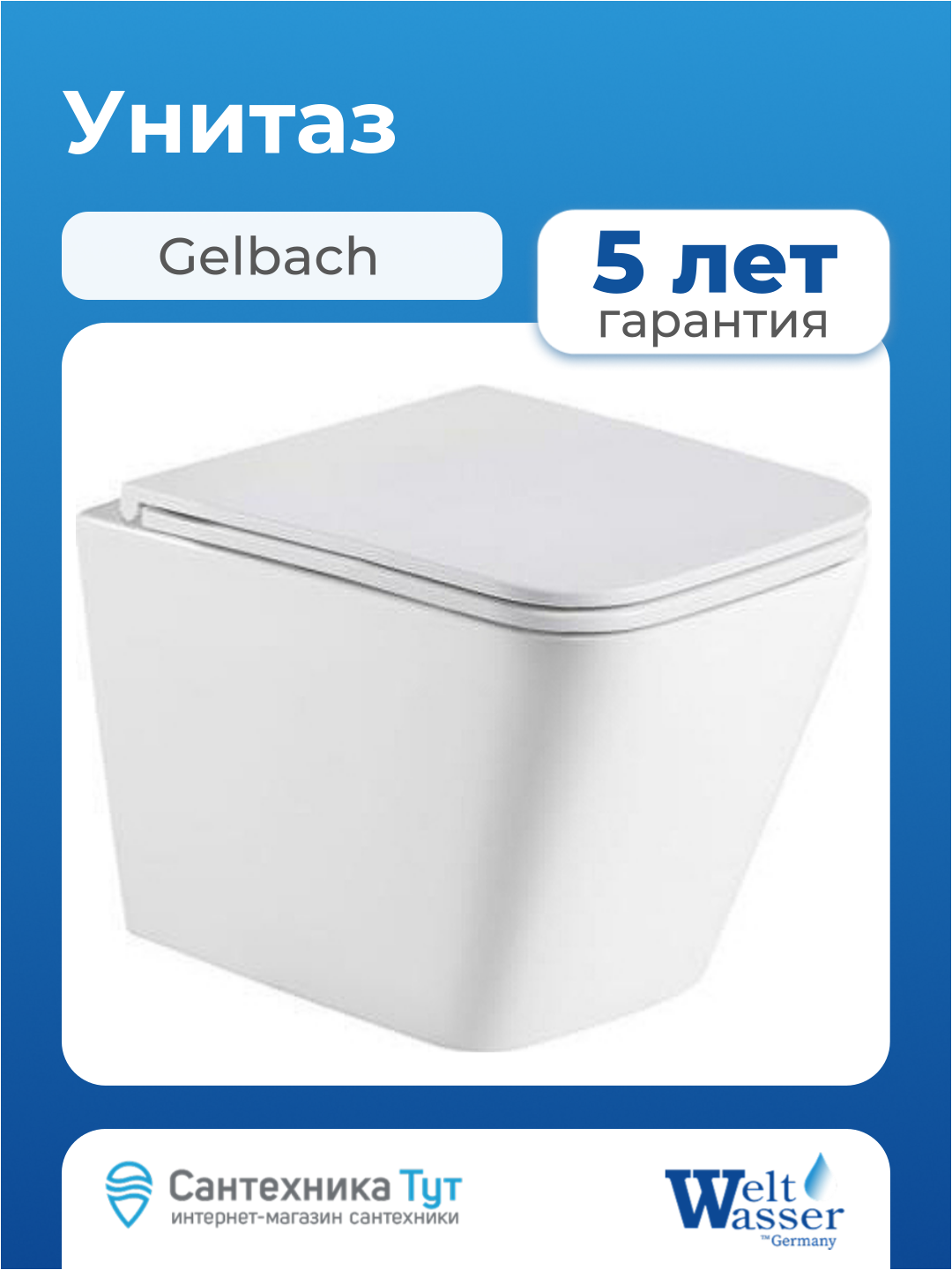 Унитаз WeltWasser Gelbach 043 MT-WT 10000011817 подвесной Белый матовый с сиденьем Микролифт белый фаянс подвесной