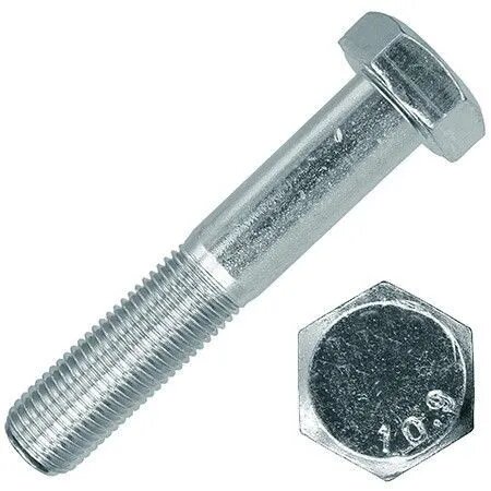 Болт с шестигранной головкой и неполной резьбой М18х60 DIN 931, класс прочности 10.9, оцинкованная сталь (набор из 2 шт.) Крепком