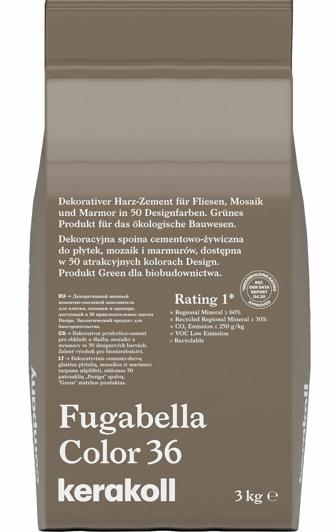 Затирка Kerakoll Fugabella Color, 36 (Серо-коричневый) 3 кг.