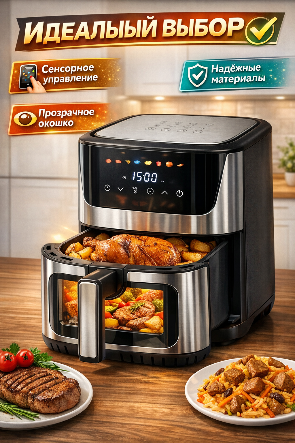 Аэрогриль электрический 8.5 литров для дома с решеткой мощность 2000вт