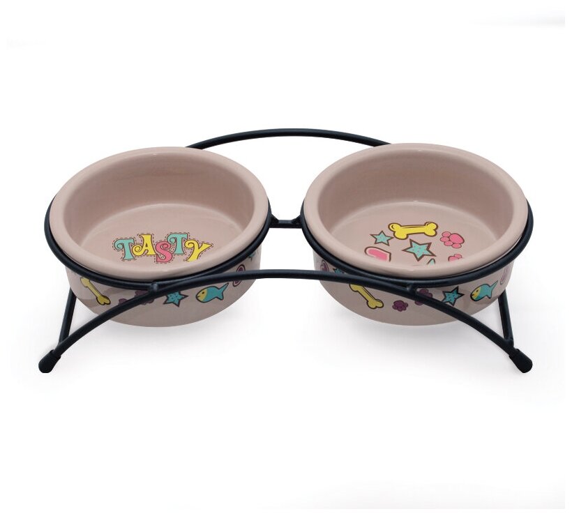 Triol CB12 Миска керамическая на подставке "Лакомка" 2 х 0,25 л.