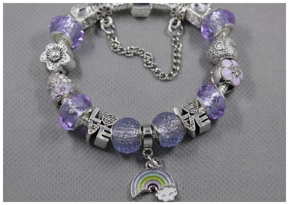 Браслет-цепочка, муранское стекло, стекло, стразы