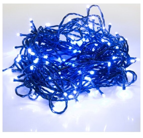 Светодиодная гирлянда Neon-night "Твинкл-Лайт" 10 м, 8 режимов, 80 синих светодиодов, тёмно-зелёный провод, 303-043