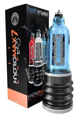 34974 Bathmate Hydromax7 Wide Boy, синяя. Модернизированная гидропомпа для увеличения пениса (размер M+)