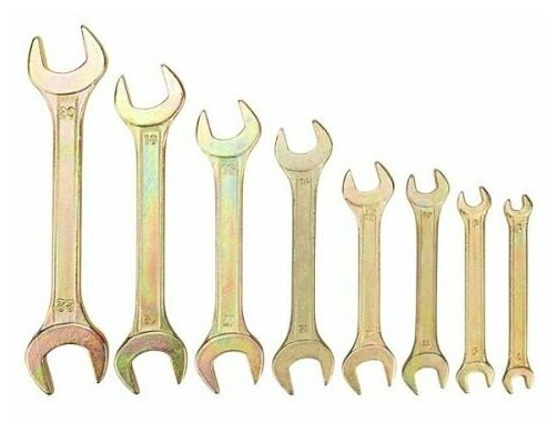 Набор ключей Rexant 12-5844-2 рожковых (6х7-20х22 мм), 8 шт, желтый цинк