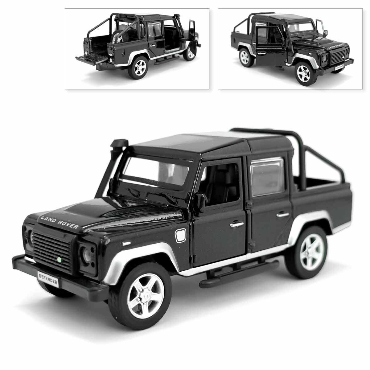 Машинка Land Rover Defender PickUp, инерционная, черный, Технопарк, 12 см