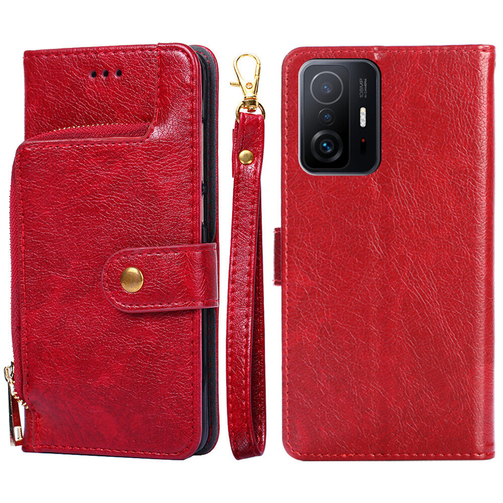 Чехол-книжка MyPads для Xiaomi 11T / 11T Pro / Сяоми 11T/11T Про со шнурком (красный)