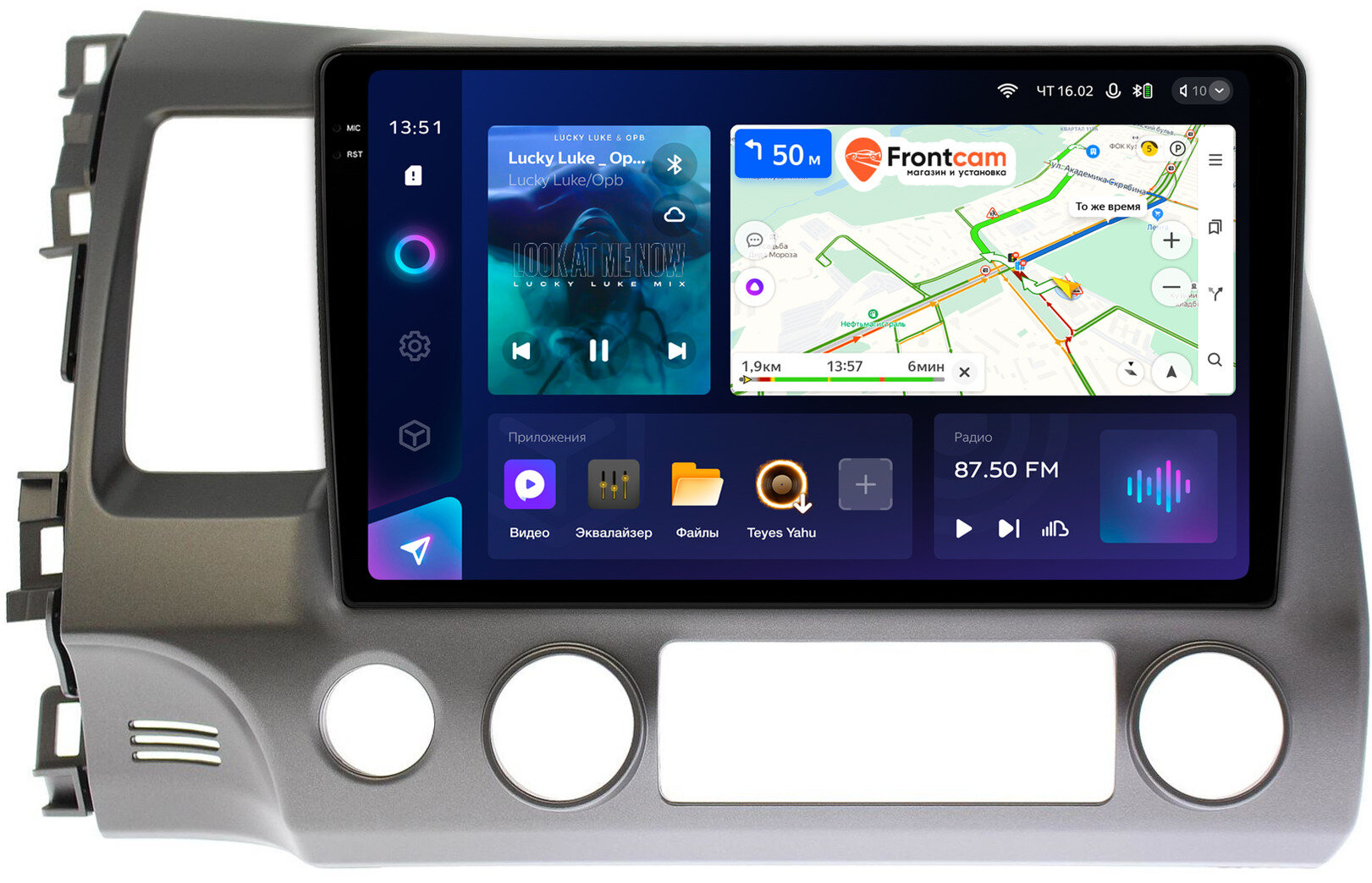 Штатная магнитола Honda Civic 8 4D 2005-2012 (левый руль, седан) Teyes CC3 2K 6/128 10.36" RM-10-063 Android 10 (4G-SIM, DSP, QLed)