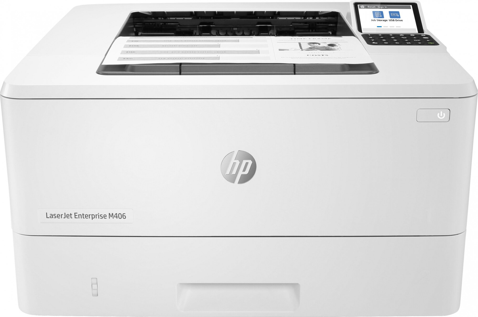 Принтер лазерный HP LaserJet Enterprise M406dn, тип печати: черно-белый, формат A4, скорость ч/б печати А4 до 40стр/мин
