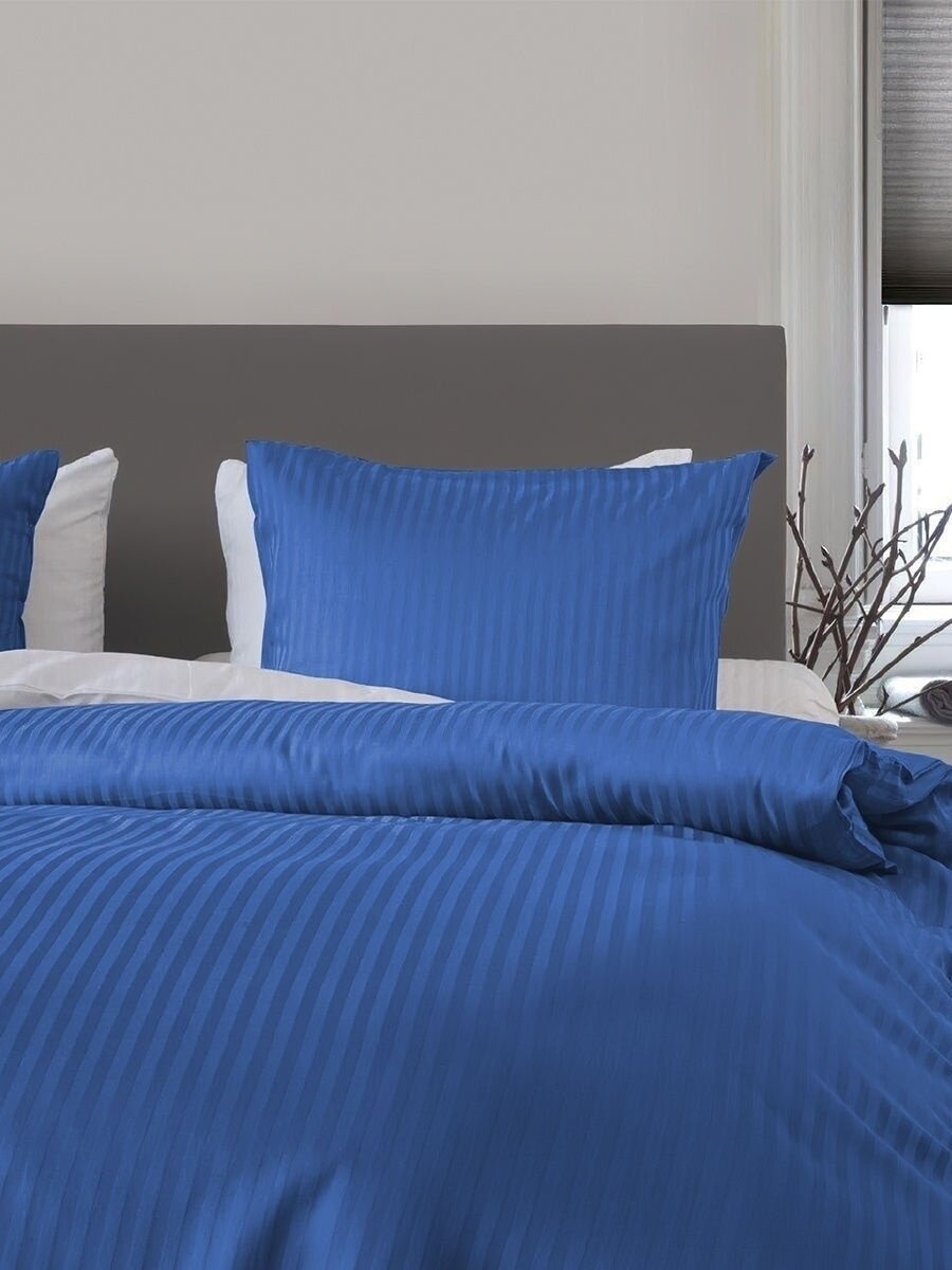 Пододеяльник 200х200 страйп-сатин 100% хлопок Василек/Пододеяльник Евро из страйп-сатина