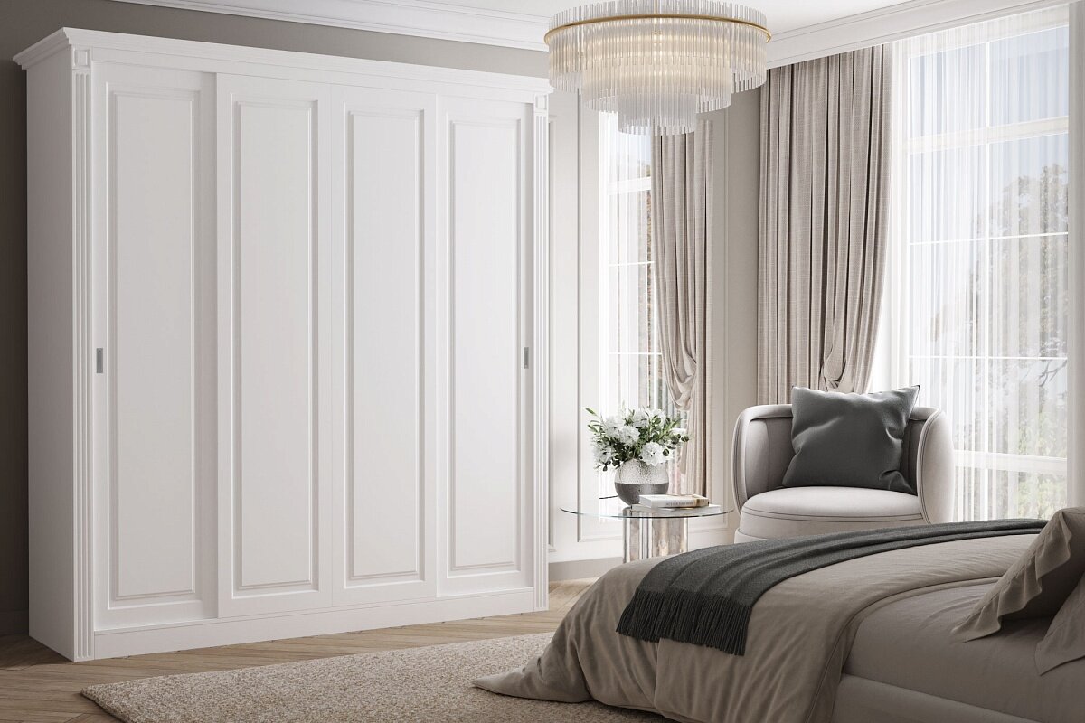 Шкаф-купе МебельЛэнд24 Классика - 21 МДФ 230x50x250 для одежды четырехдверный