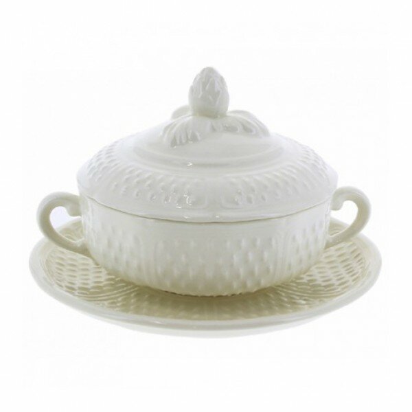 GIEN 11512PTB34 Бульонная пара с крышкой Gien, Понт-о-шу, белый, 200 мл, 17,3 см.