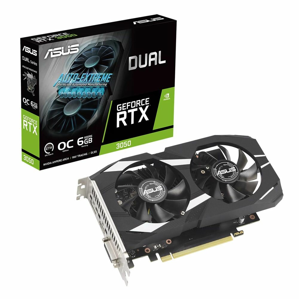 Видеокарта ASUS RTX3050 DUAL OC 6GB GDDR6 96bit DVI DP HDMI 2FAN [DUAL-RTX3050-O6G]