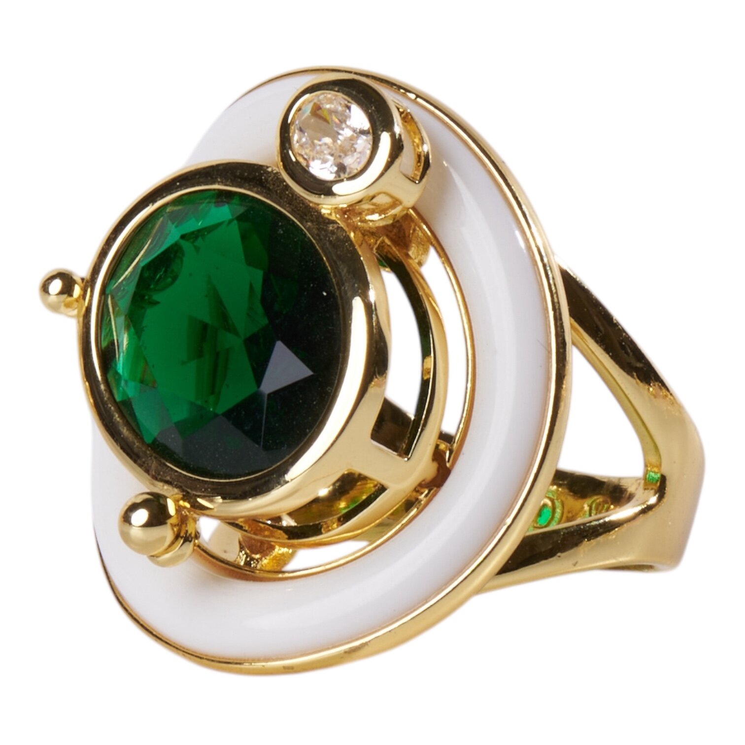 Кольцо, турмалин синтетический, фианит