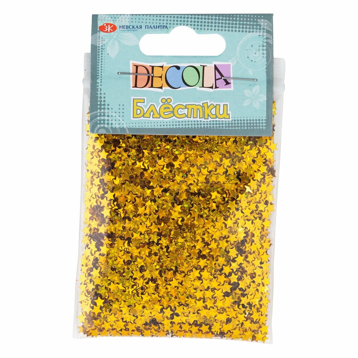 Глиттеры (блестки) декоративные DECOLA 4мм звезды золото майя радужное