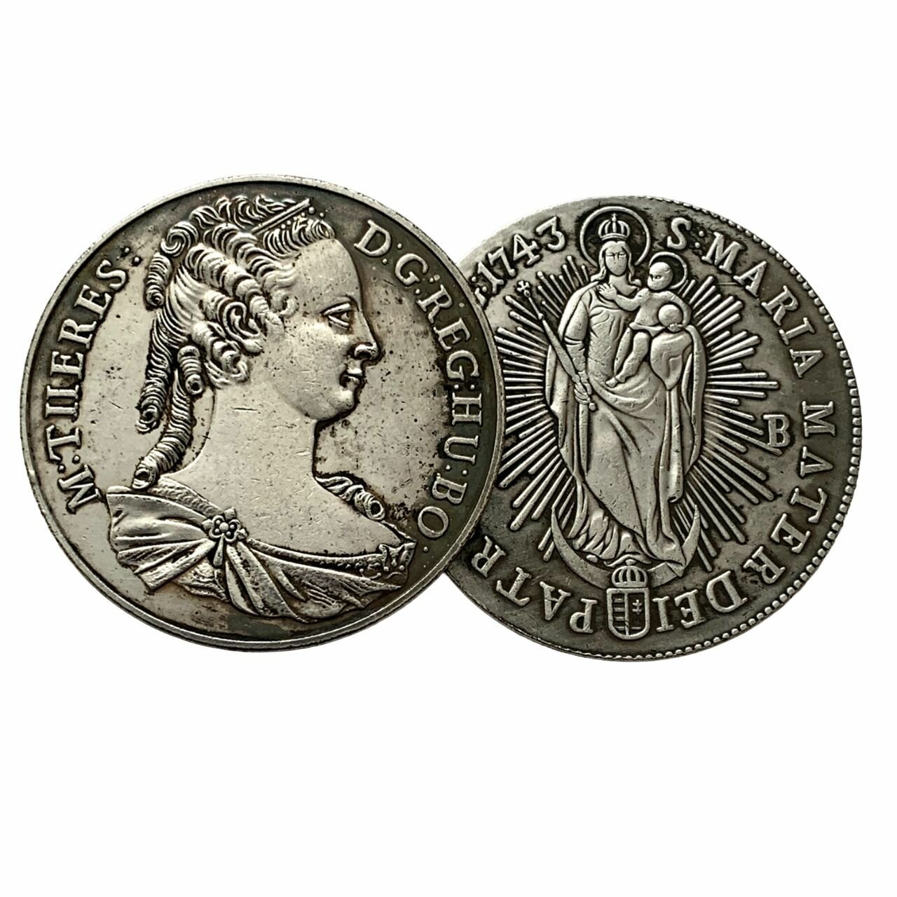 Венгерский талер 1743 года. Патрона. Средневековая Европа. Вес 23 гр , диаметр 39 мм. Коллекционная монета.
