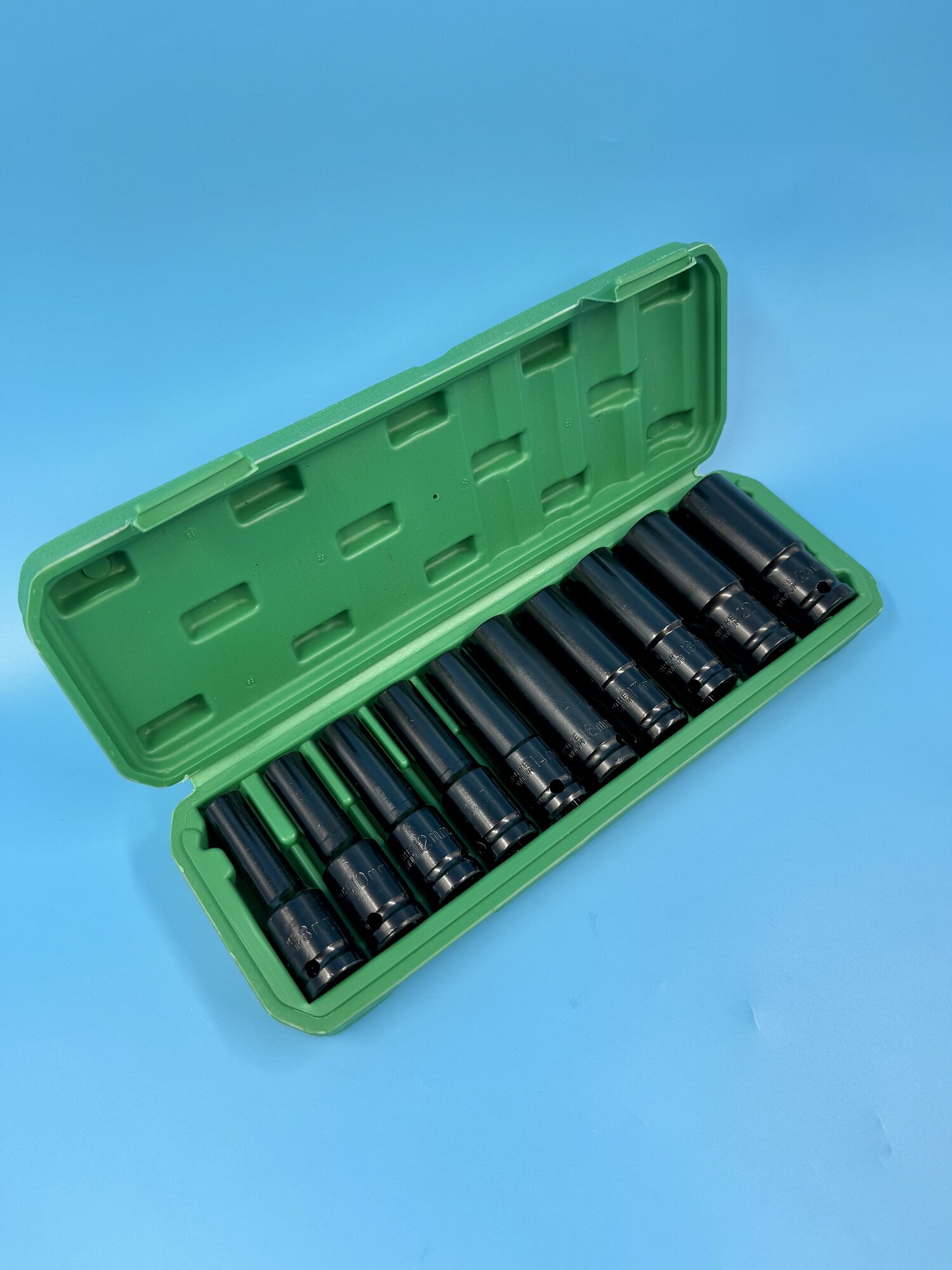 Ударные торцевые головки удлинённые 80 мм набор 10 предметов 8 10 12 13 14 15 17 19 22 24 мм CrV