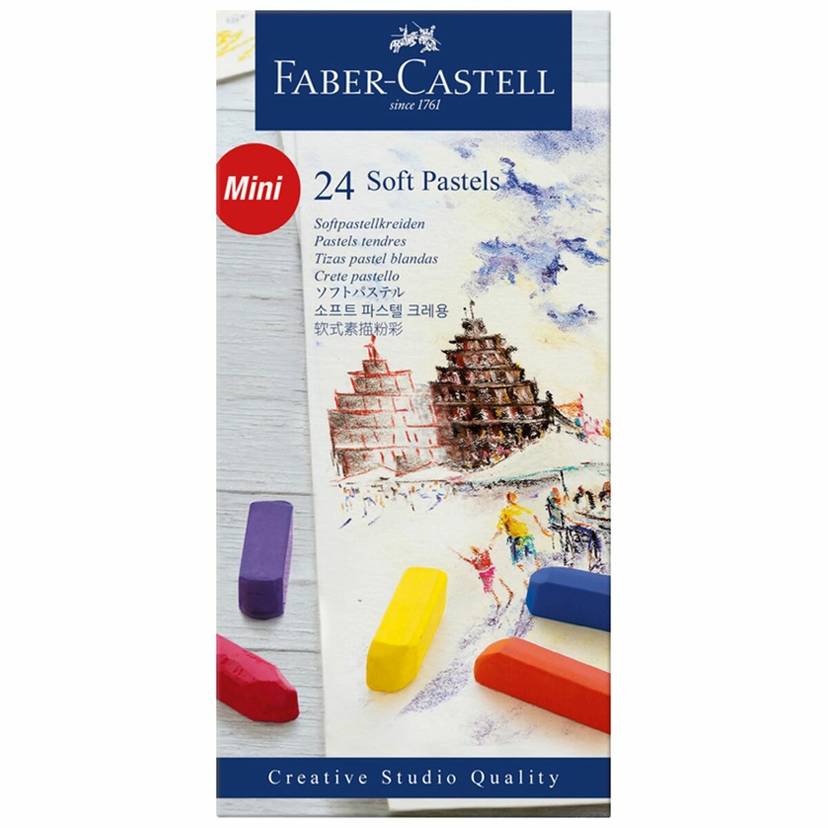 Пастель сухая 24 цвета Faber-Castell Soft pastels, мини, картонная упаковка (128224), 10 уп.