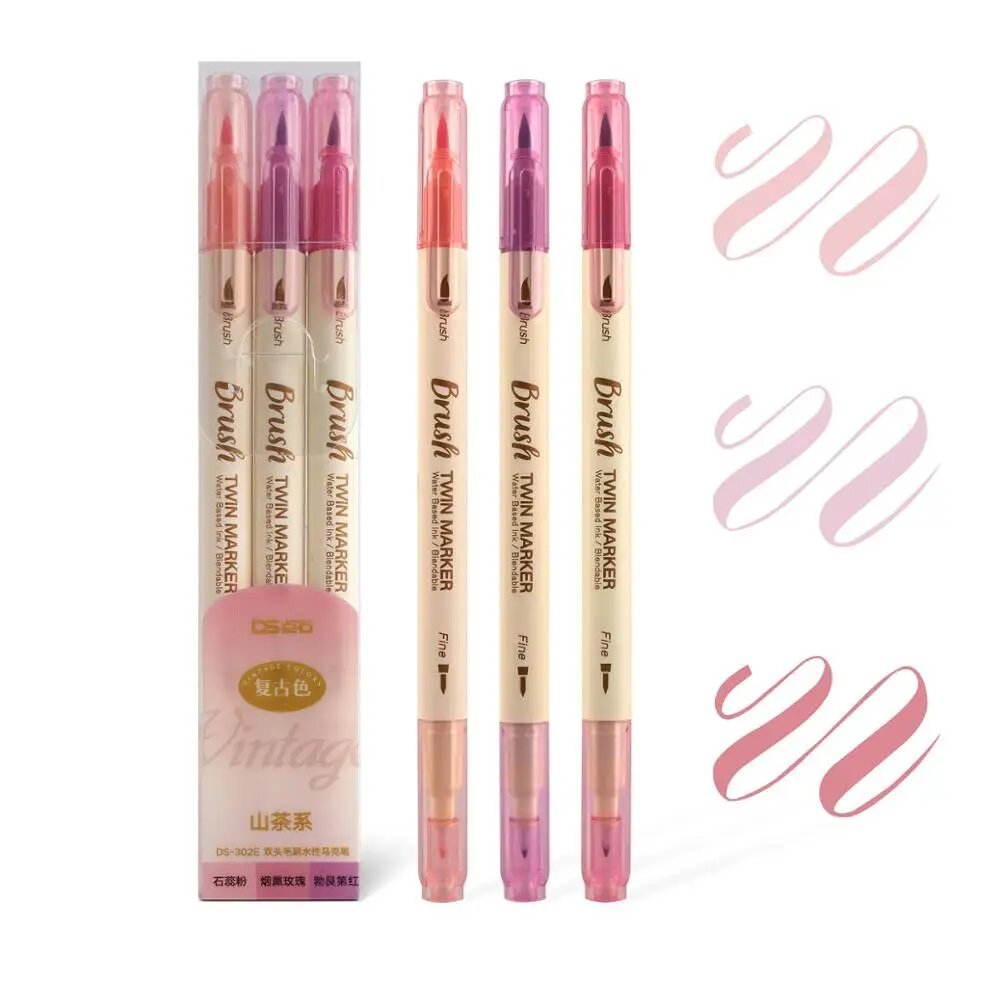 Маркеры Brush Twin Marker, розовый, Pink set