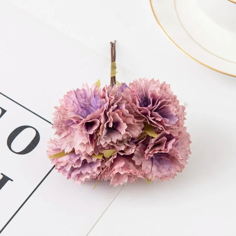 Шелковые гвоздики CYJT, 6 шт. Сиреневый, слива