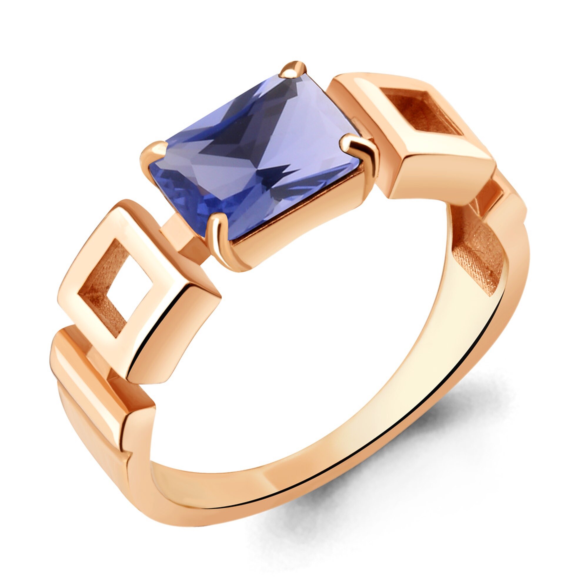 Кольцо, серебро, 925 проба, золочение, танзанит