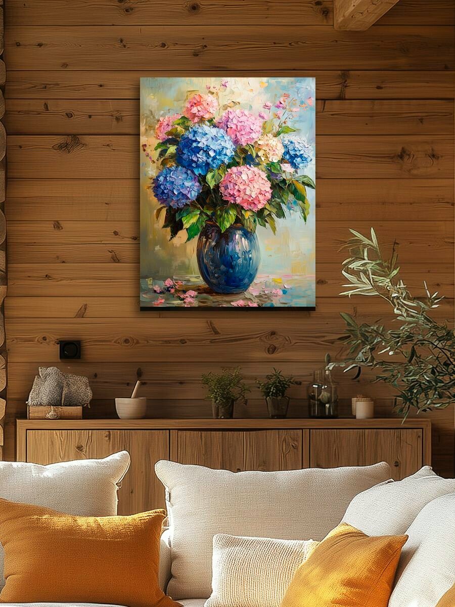 Картина на холсте LOFTime 30Х40 Цветы в синей вазе масло К-1359-3040