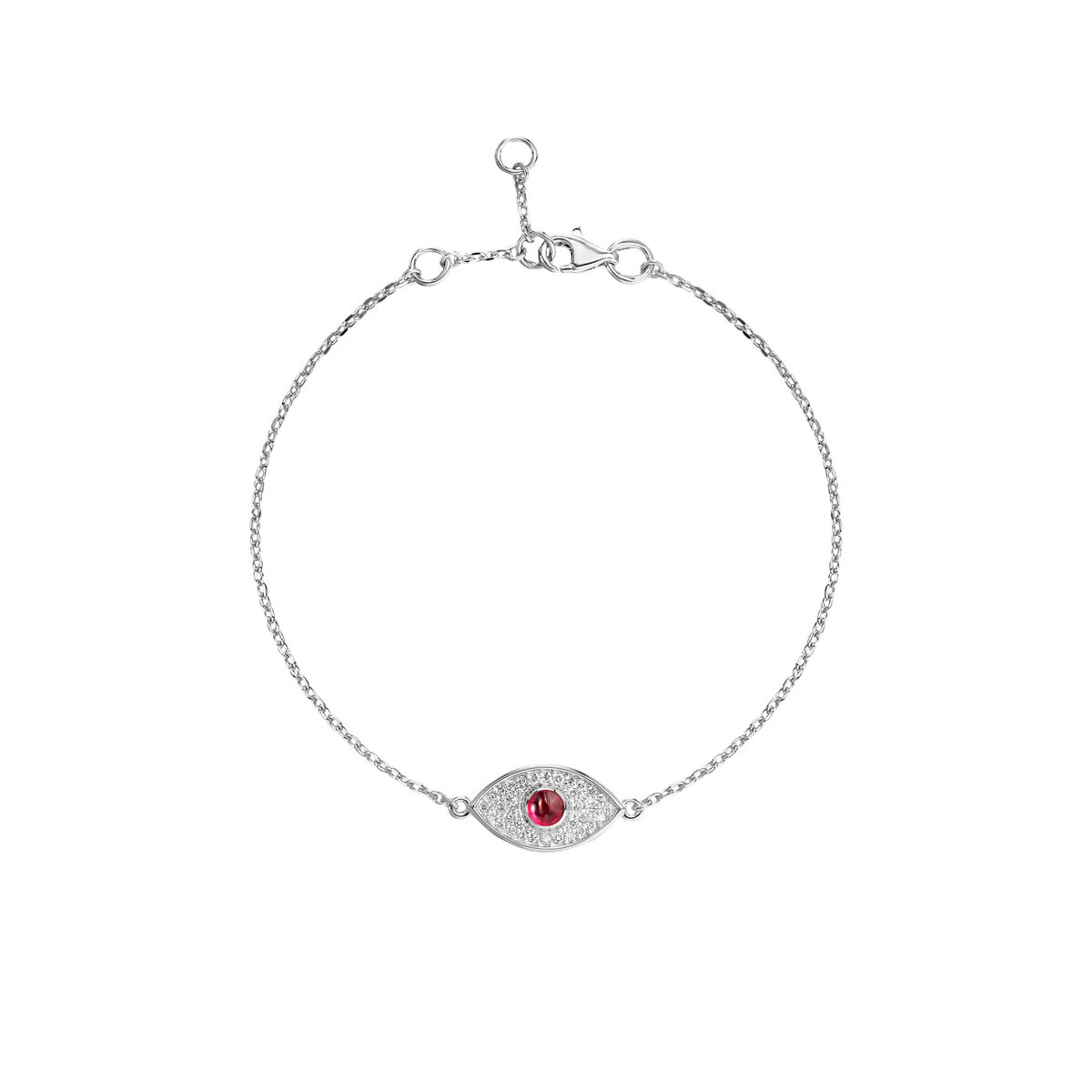 Браслет, белое золото, 585 проба, бриллиант, рубин