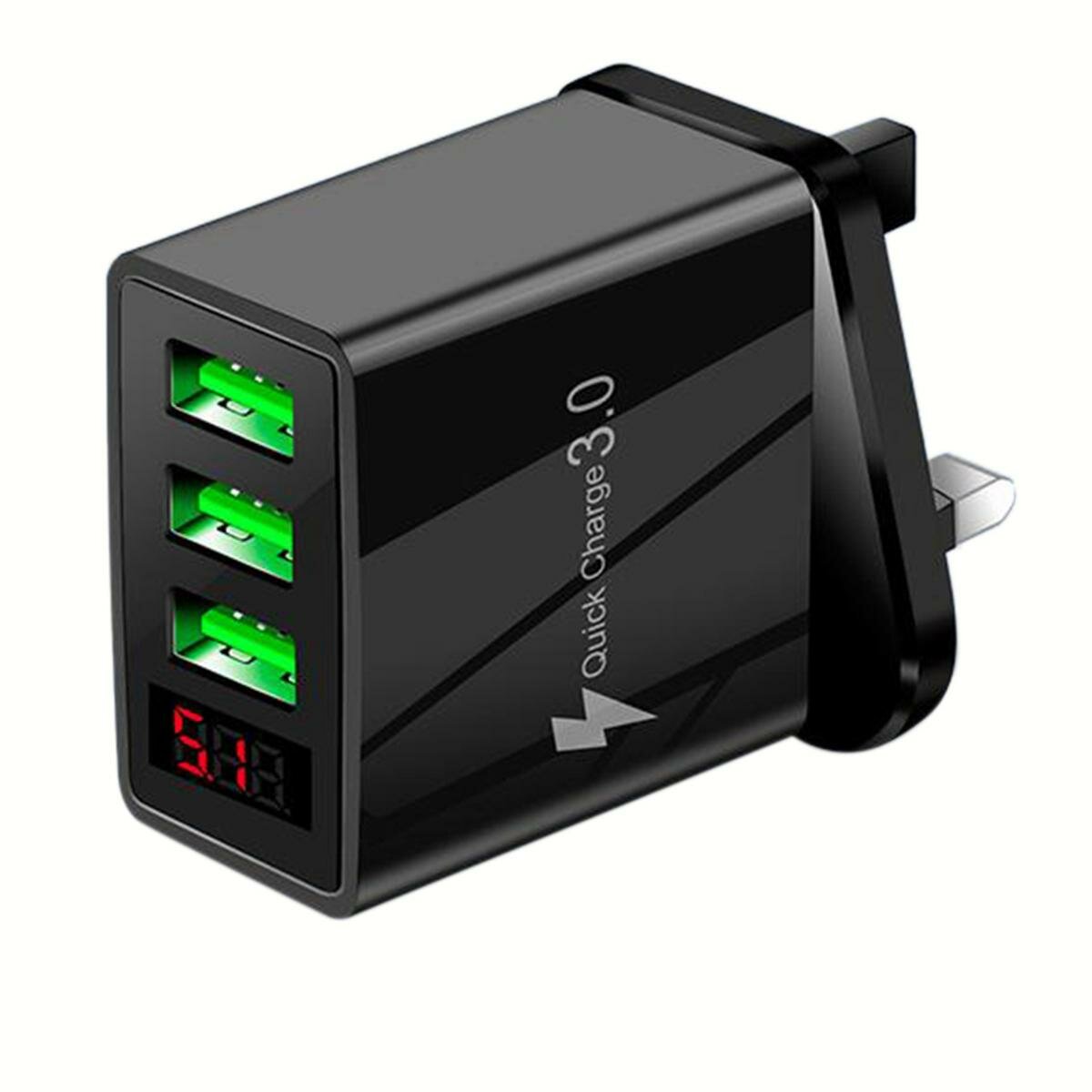 Зарядное устройство 5 В 3,1 А 3 USB с цифровым дисплеем, быстрое зарядное устройство для смартфона, адаптер для зарядки iPhone, Xiaomi, Samsung (вилка UK)