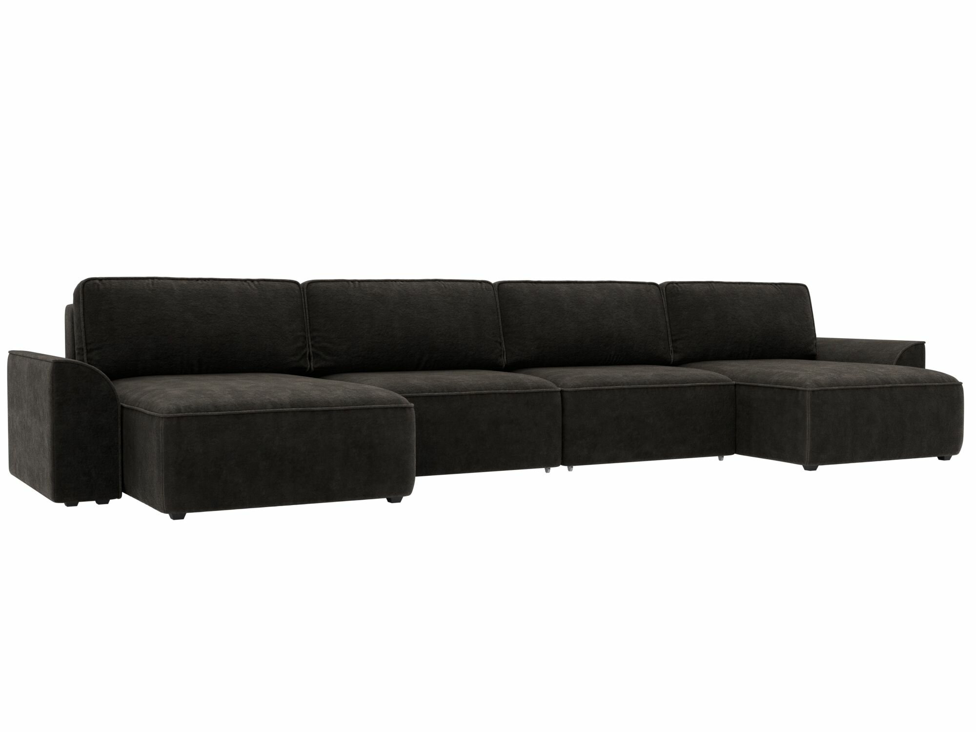 Диван п-образный Amber лонг, Еврокнижка, 442x160x90, коричневый