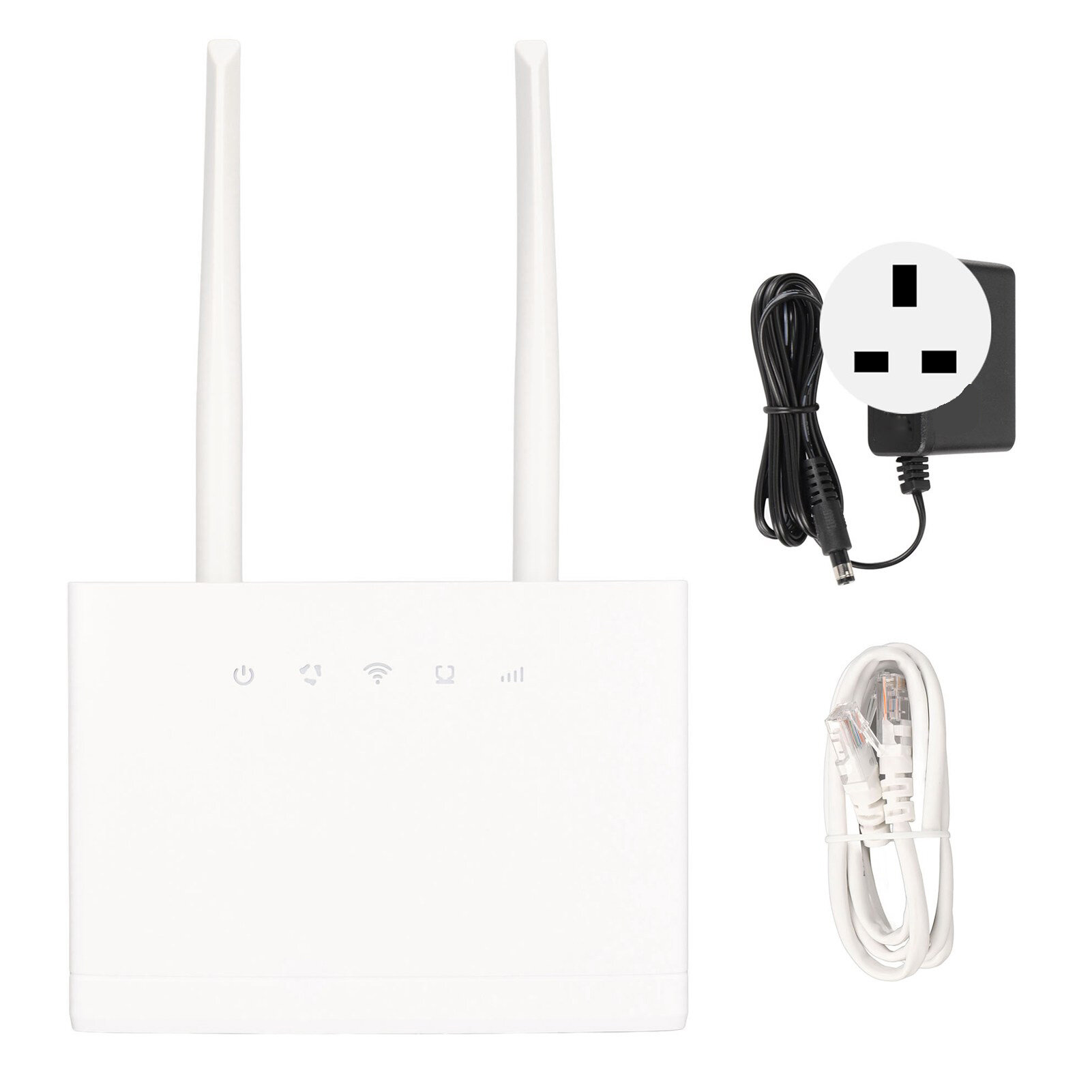 Маршрутизатор R311 Pro 4G LTE CPE WiFi 300 Мбит/с, поддержка 32 пользователей, модем со слотом для SIM-карт, 2 антенны 5 дБи, подходит для Африки, вилка 100–240 В (британское стандартное напряжение).