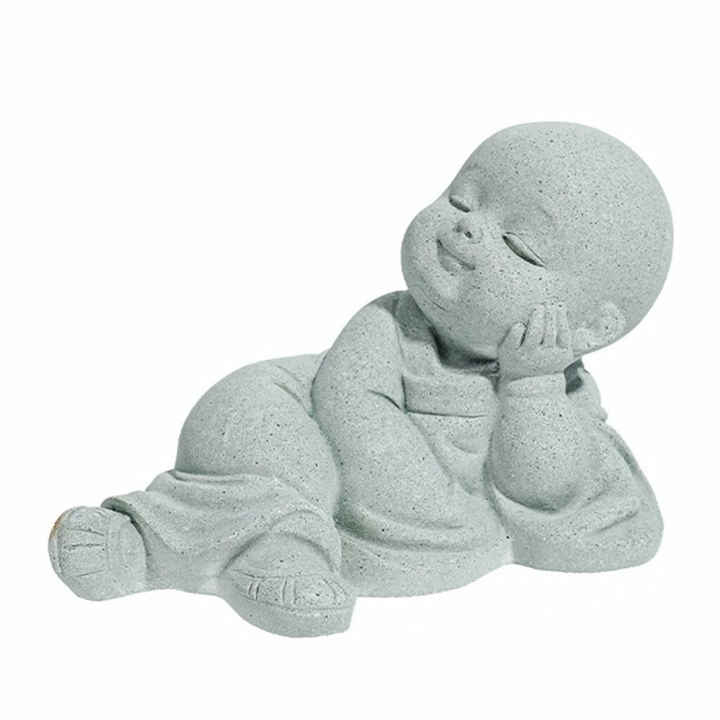Маленькое украшение из голубого песка и каменной статуи Будды -маленький Монах, лежащий на боку