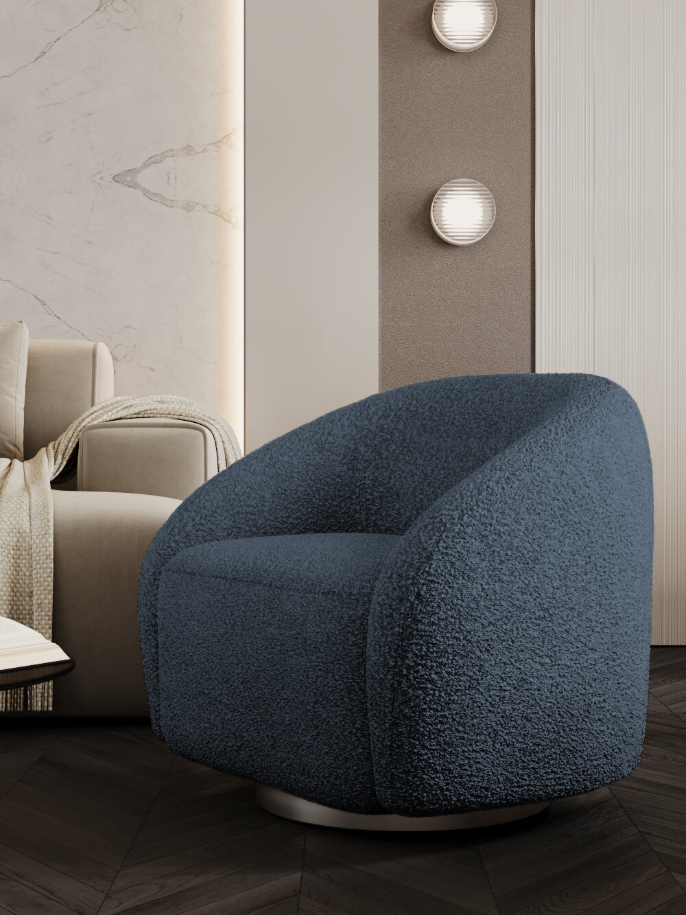 Кресло крутящееся ZAFFIRO премиум дизайн, букле