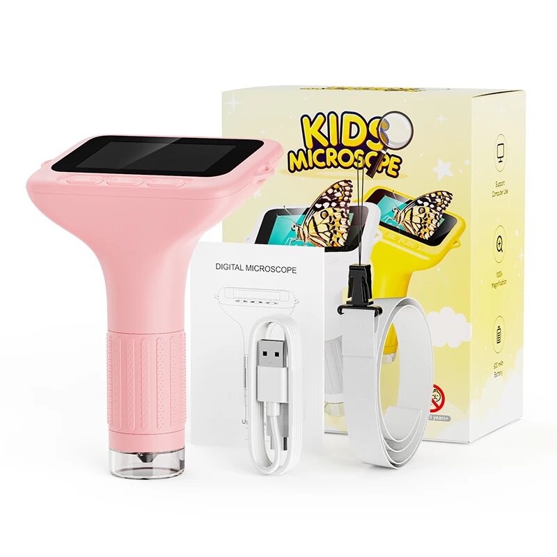 Детский цифровой микроскоп INSKAM 3 дюйма 1080P 500X-1500X 3.0 Inch Pink