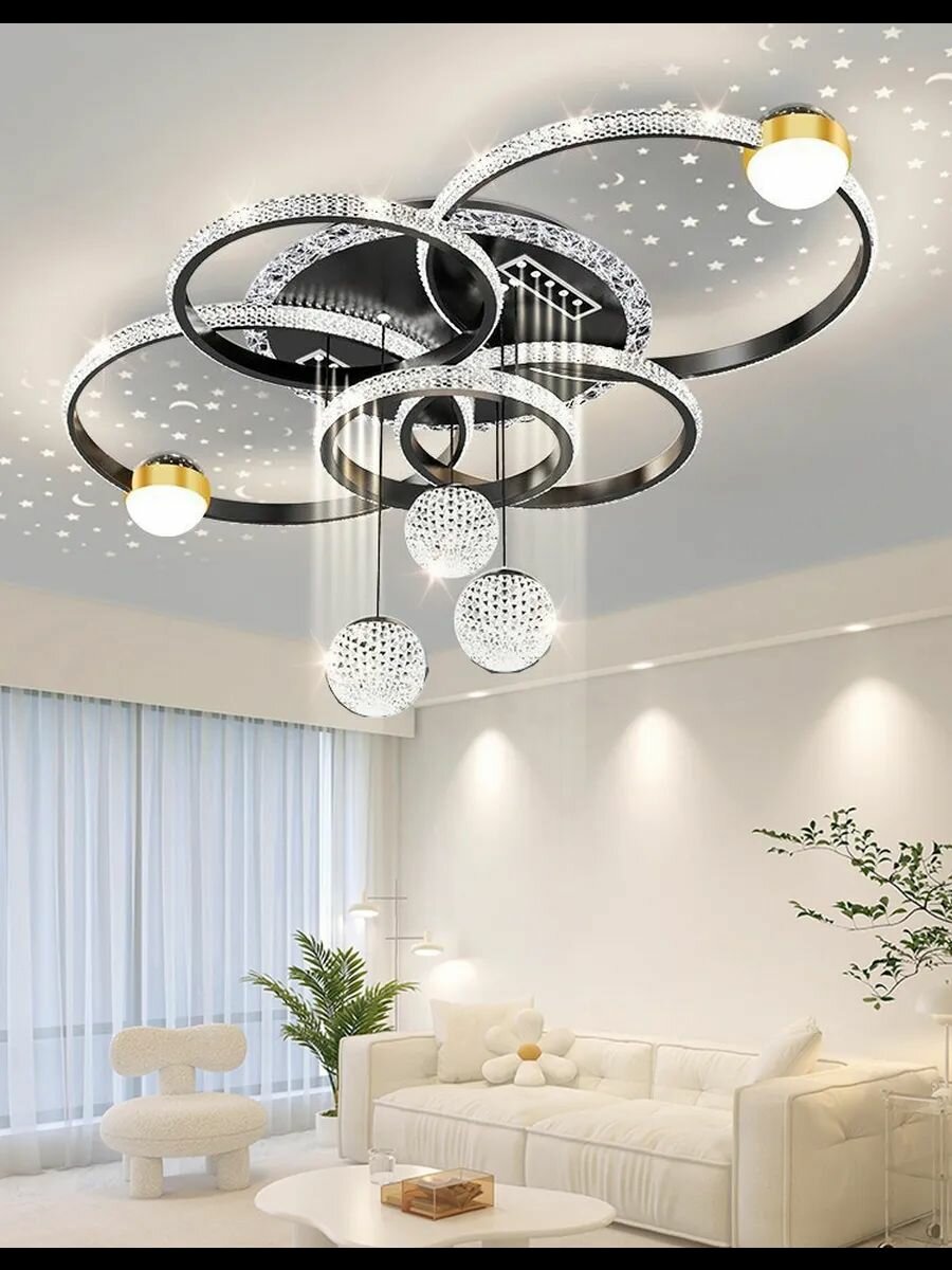 Люстра LED, хрустальная потолочная, современная для гостиной и спальни кольцевая — фото 1
