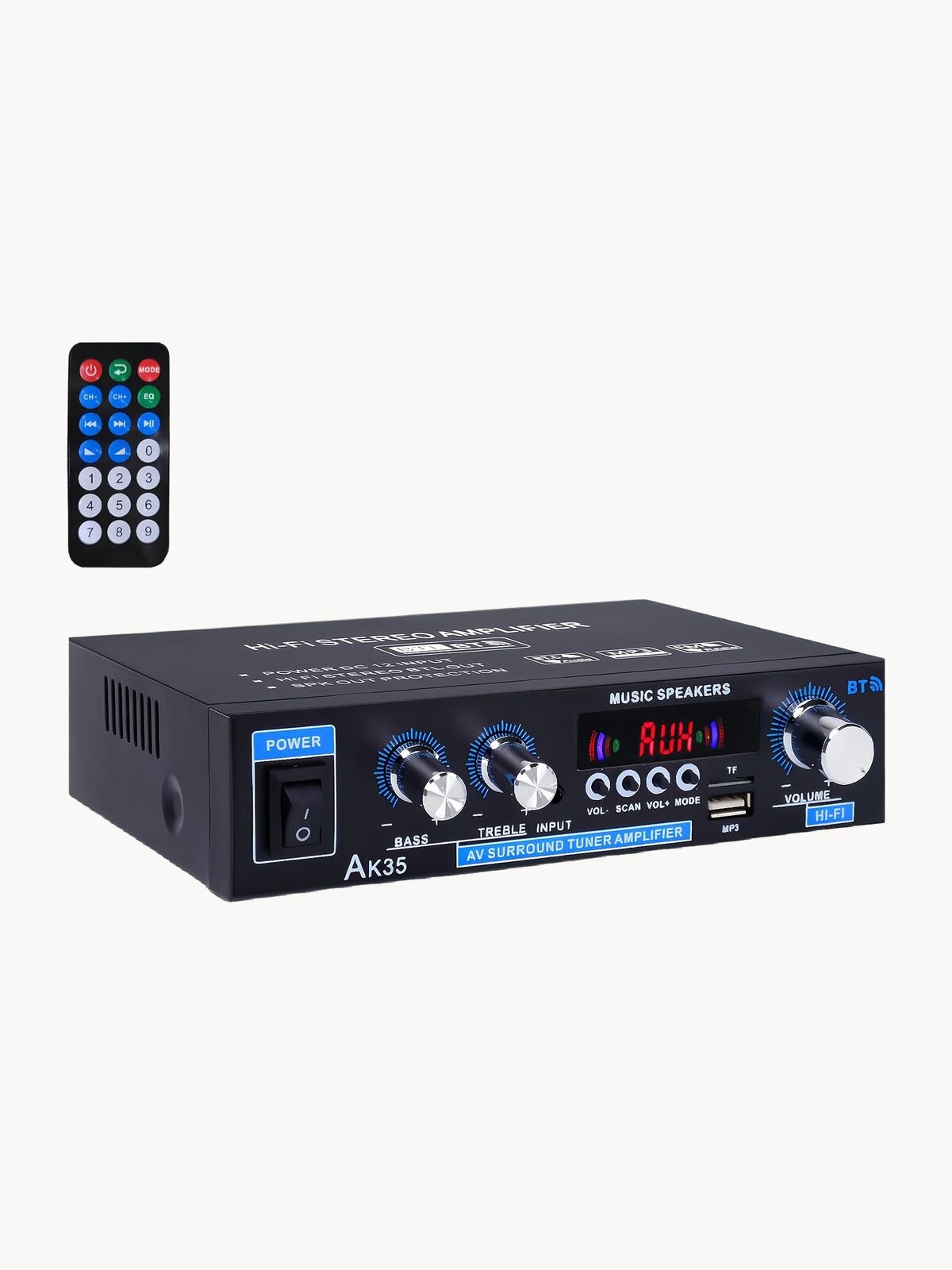 Yсилитель звука 2.1, Bluetooth 5.0, AK35-усилитель звука для колонок. USB/TF/RCA,300BT+300BT