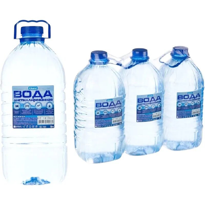 Вода дистиллированная Glanz GL-103 5 л. спайка 3 шт/уп