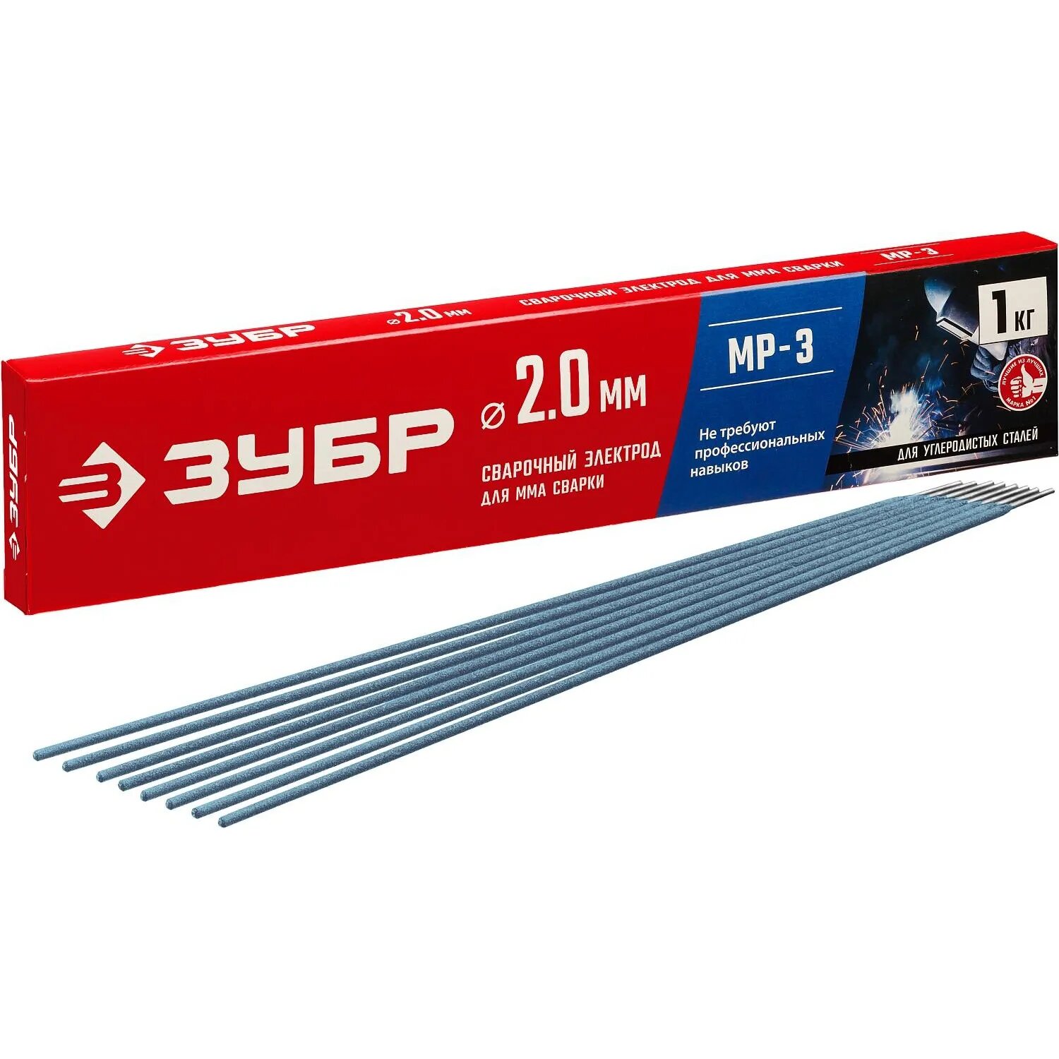 Электроды ЗУБР МР-3 рутил, d2.0х300мм, 1кг, коробка (40011-2.0)
