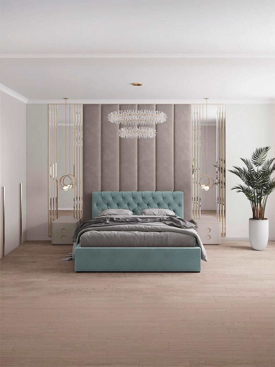 Кровать двуспальная 180х200 с подъемным механизмом, Венеция с мягким изголовьем для дома и спальни, ортопедическое основание, ящик для белья