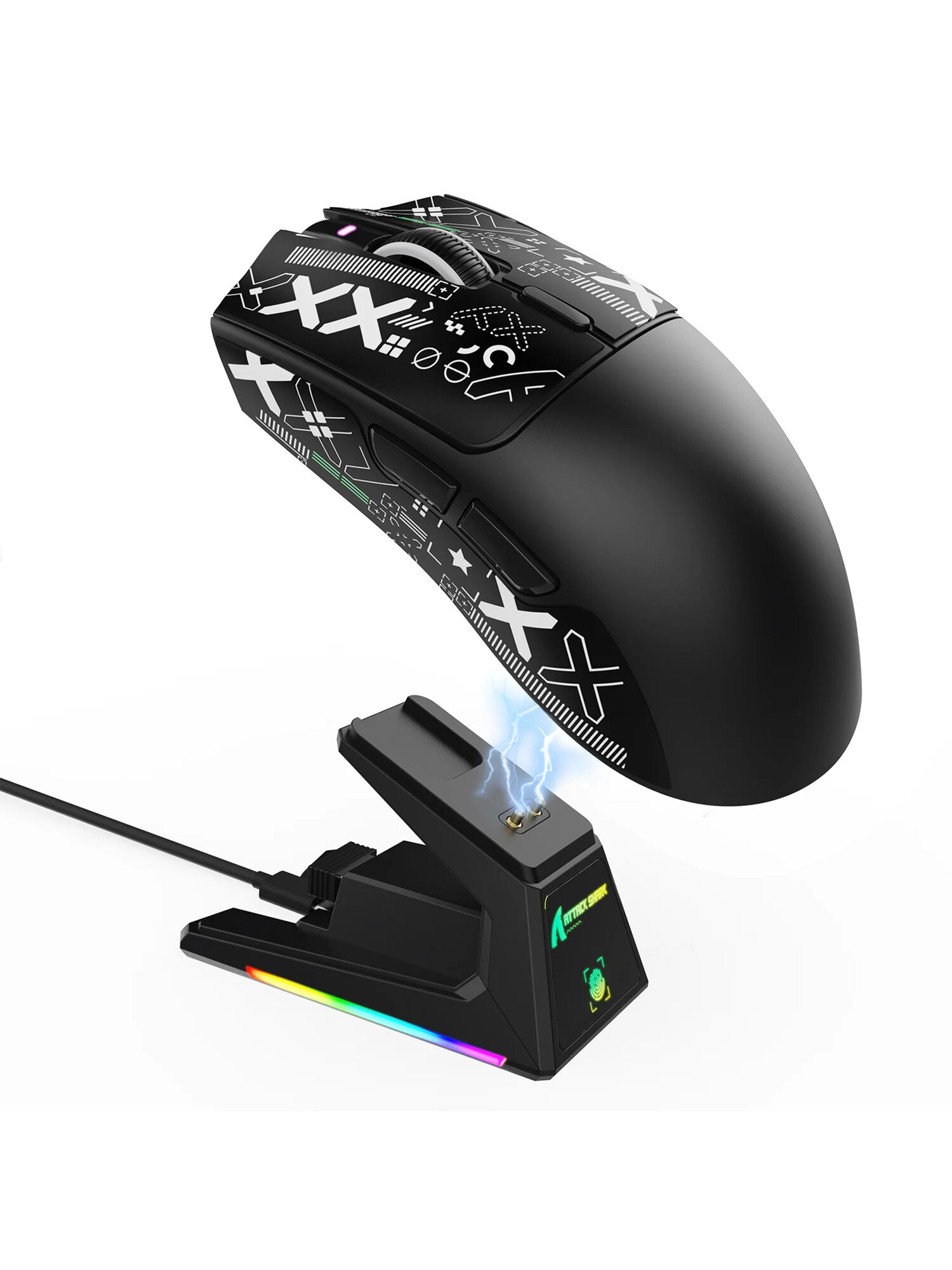 ATTACK SHARK X1 Игровая мышь с RGB зарядной станцией и сенсором PAW3395PRO