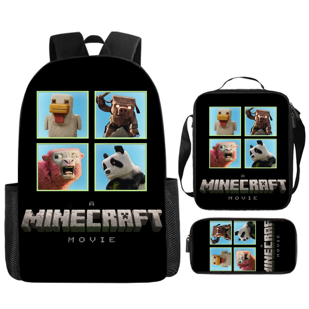 Периферийный рюкзак Minecraft. Детский повседневный рюкзак с принтом Minecraft. Сумка для начальной школы, набор из трех предметов.